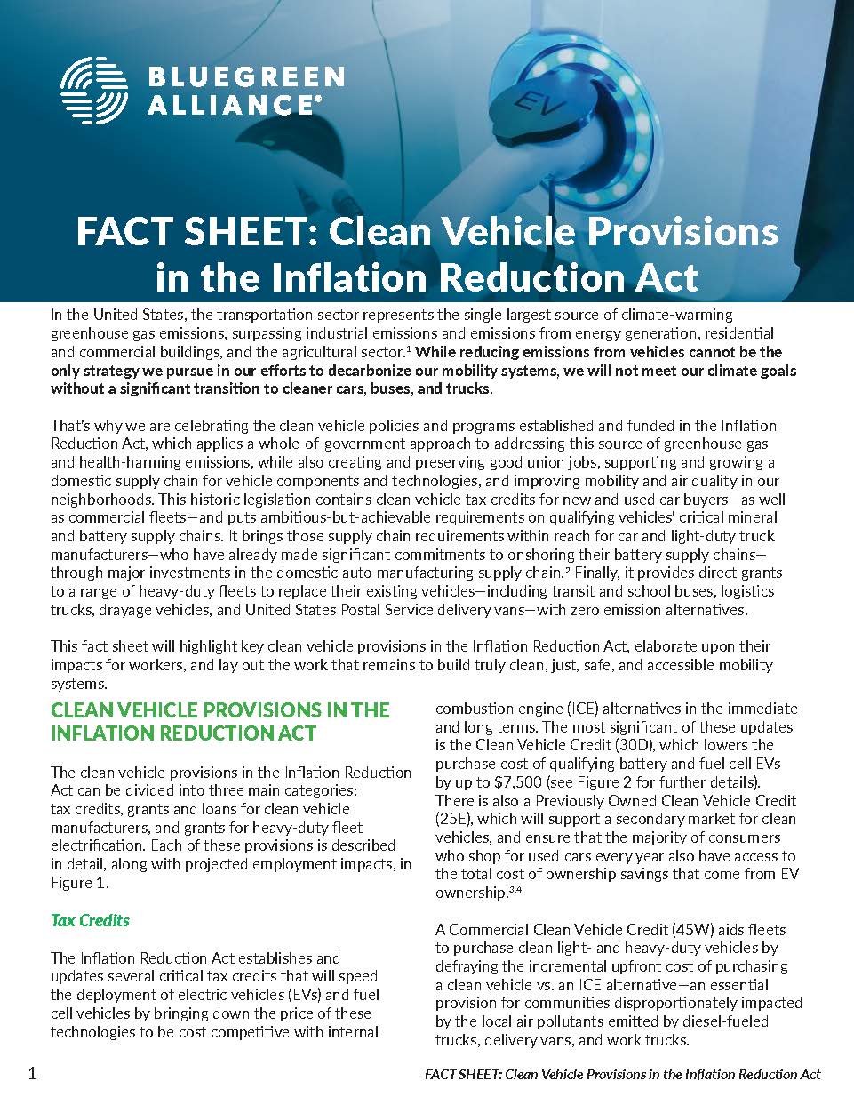 BlueGreen Alliance | Fact Sheets and BlueGreen Alliance Resources